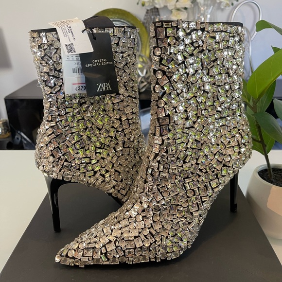 Zara | Shoes | Zara Crytal Heeled Ankle Boot Special Edition | Poshmark
